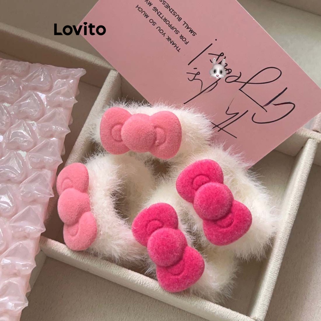 Lovito Laços Elegantes De Cabelo Rosa Da Barbie Com Laço Houndstooth ...