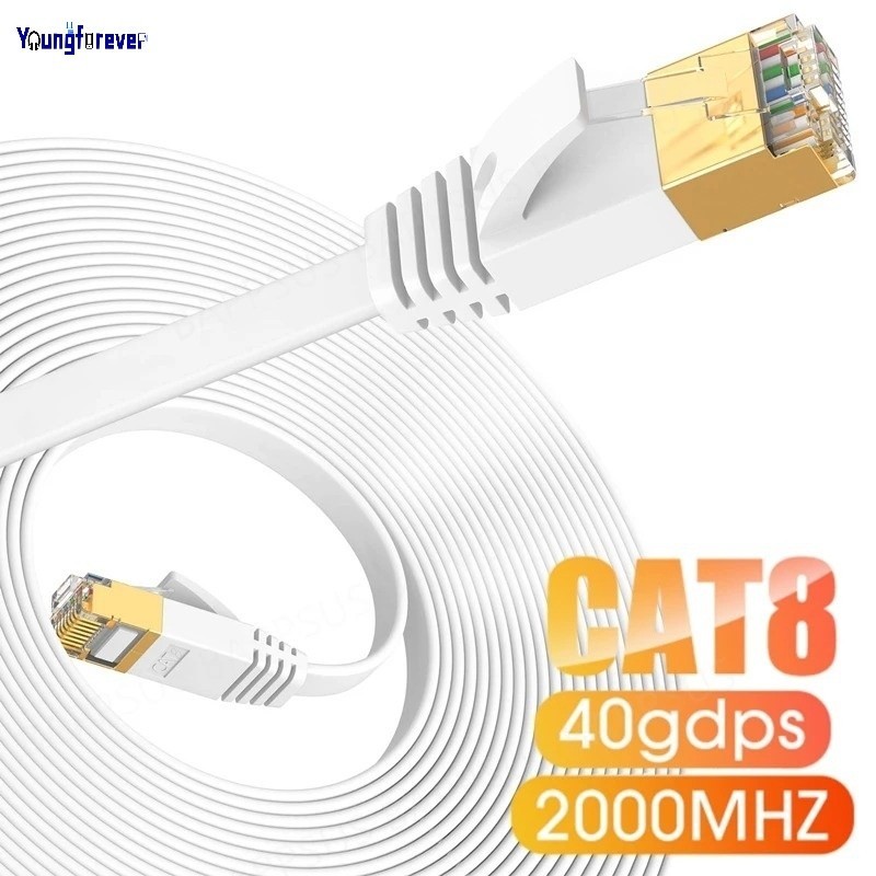 0.5M/1M/2M Universal Upgraded CAT 8 Taxa Lan Ethernet Cabo Plano RJ45 ...
