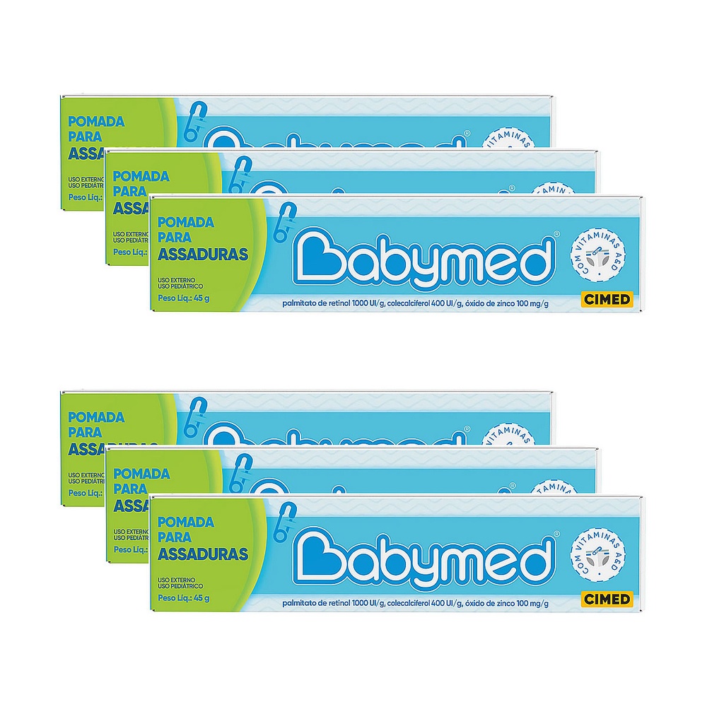 Kit 6 Pomadas Para Prevenção De Assaduras Babymed Azul 45g | Shopee Brasil