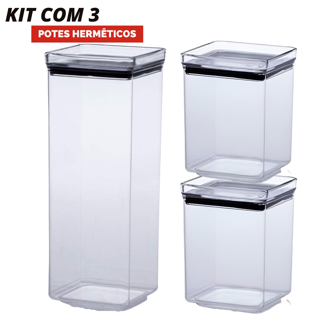 Kit 3 Potes Hermeticos Conjunto Cozinha Multiuso | Shopee Brasil