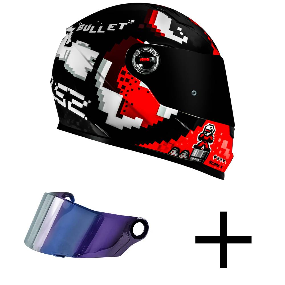 Capacete LS2 FF358 Bullet Preto e Vermelho Brilhante Mais Viseira ...