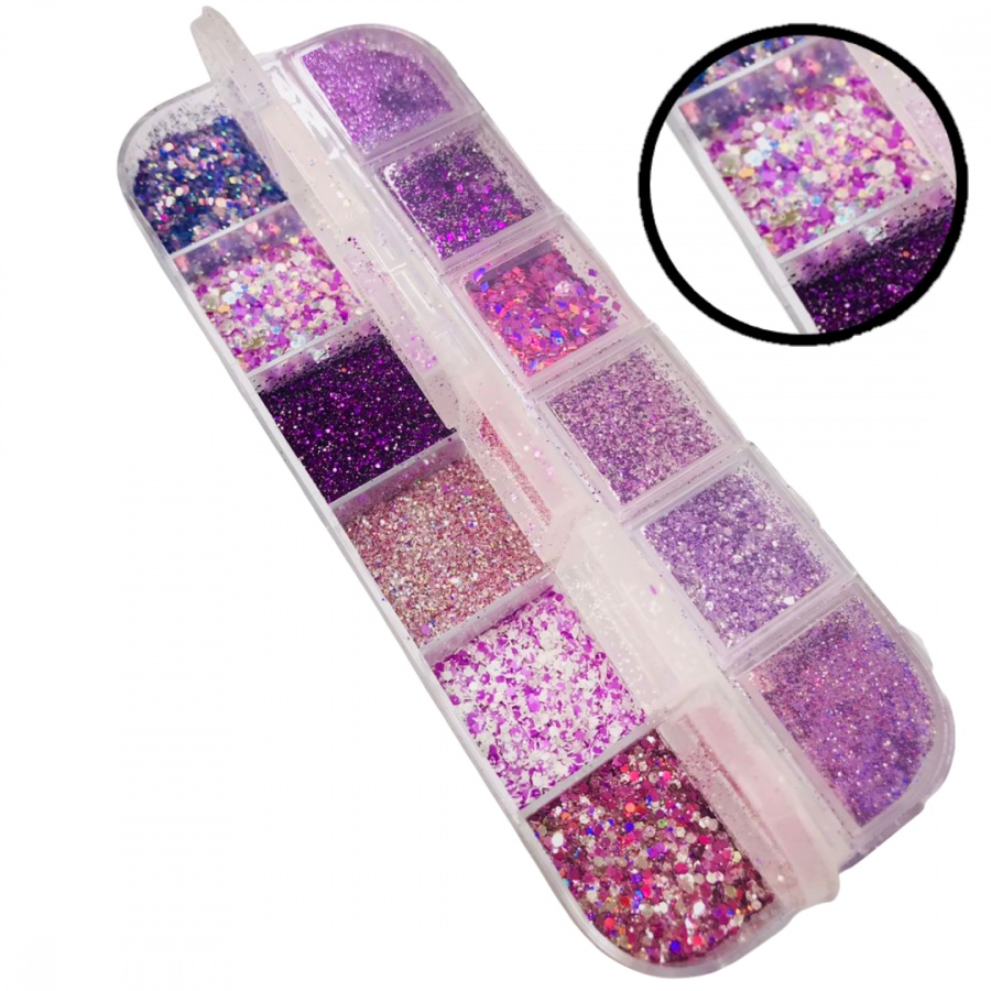 glitter 12 unidades mix roxo | Shopee Brasil