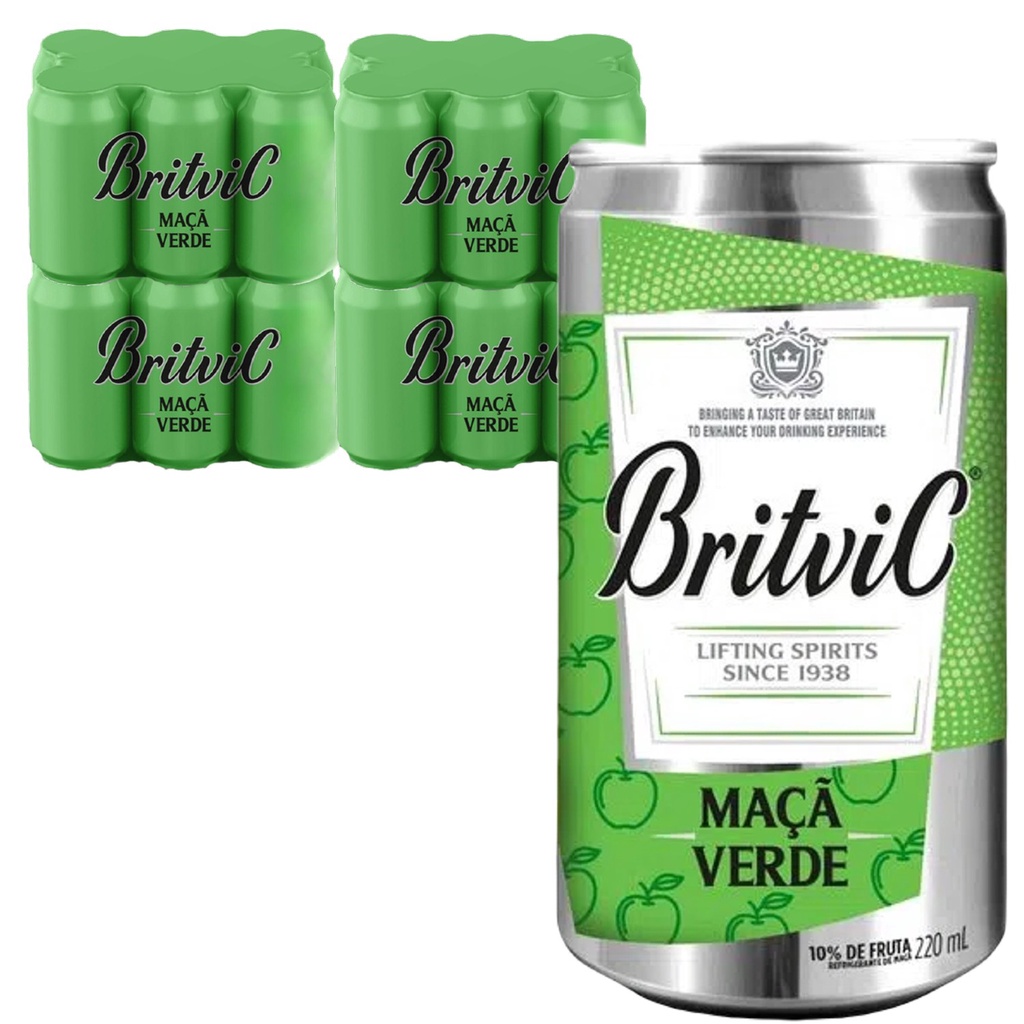 Refrigerante de Maçã Verde BRITVIC 220ml (24 Latas) | Shopee Brasil