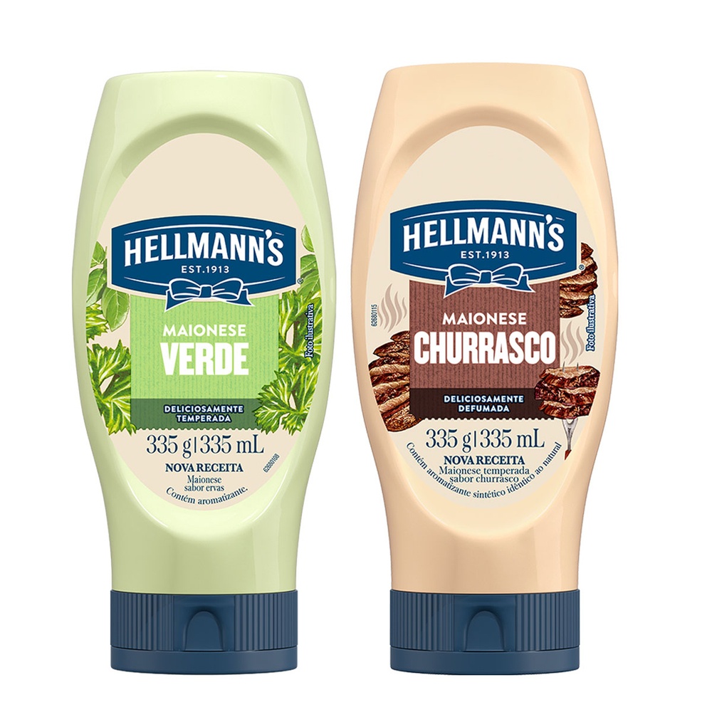 Kit Maionese Maionese Temperada Churrasco e Maionese Verde Ervas Hellmann'S Squeeze 335G ...
