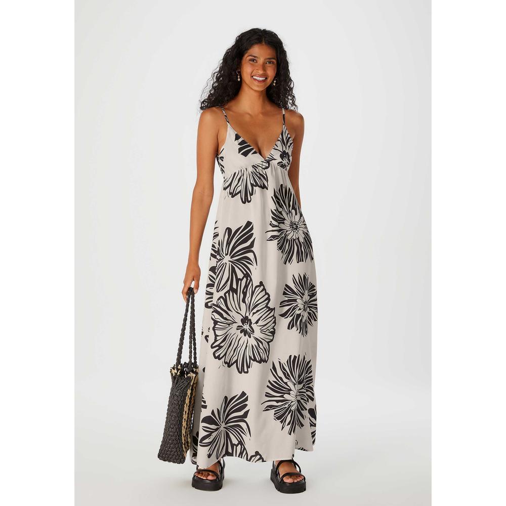 Vestido Longo Decote Profundo Estampado Hering | Shopee Brasil