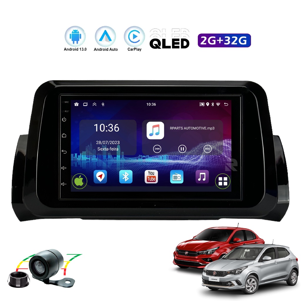 Kit Central Multimidia 2 Din Android Fiat Argo Cronos Black Piano | Shopee Brasil