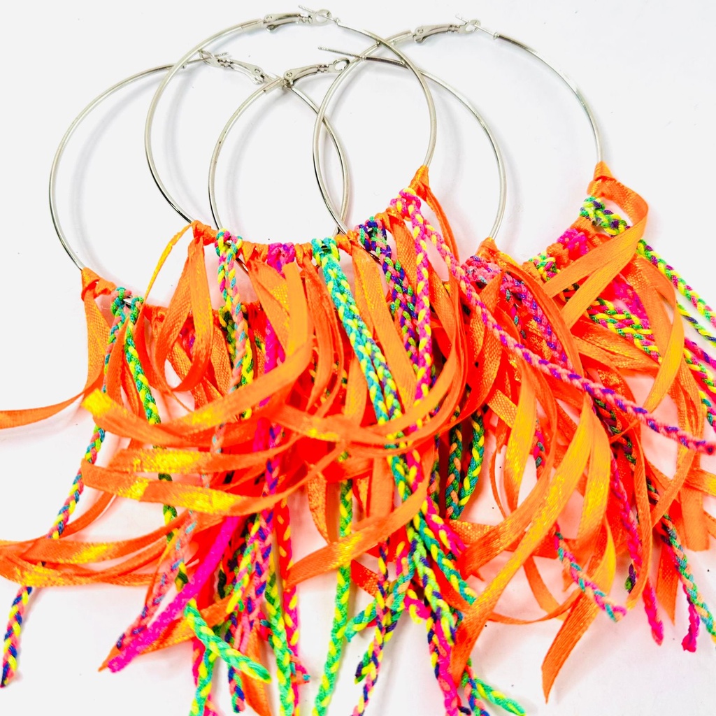 Par de Brincos Argolas de Fitas - Carnaval Fantasia | Shopee Brasil