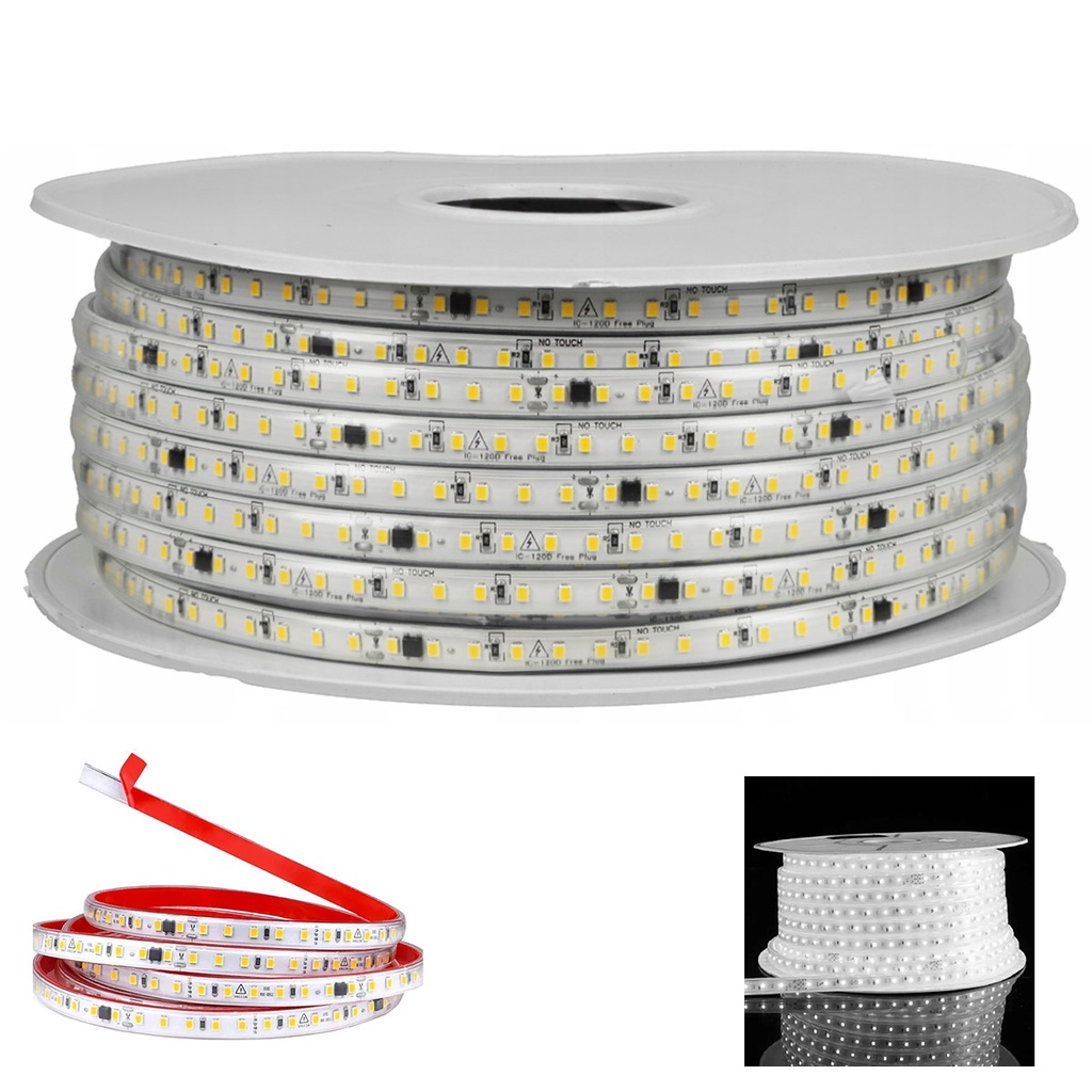 Fita LED SMD 6500K 127V 100 Metros Plug Conector Fita Dupla Face Perfil ...
