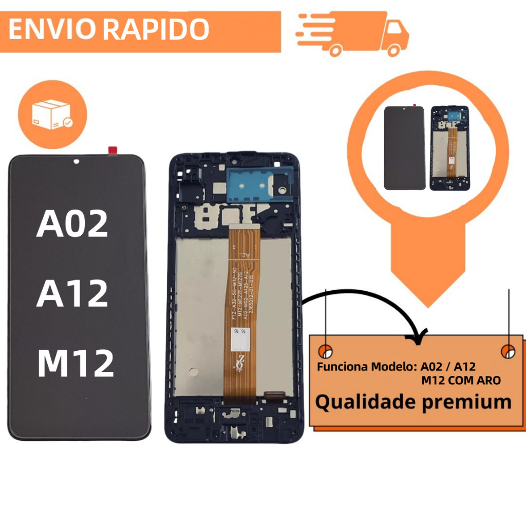 Tela Frontal LCD Touch A02/A12/M12(A125,A127,M127) Display Original Com Aro | Shopee Brasil