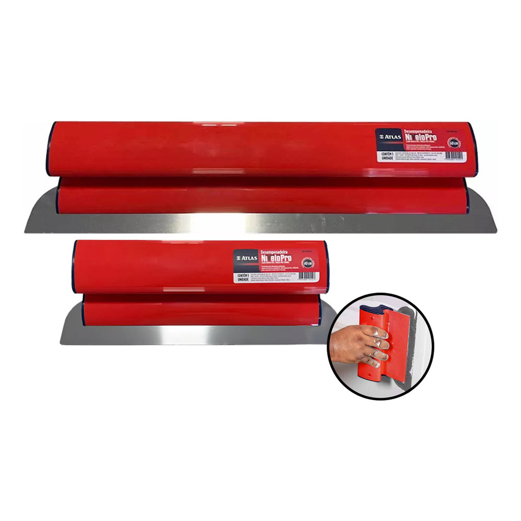 Desempenadeira Berox 40cm + 60cm Aço Inox Massa Corrida Atlas | Shopee ...