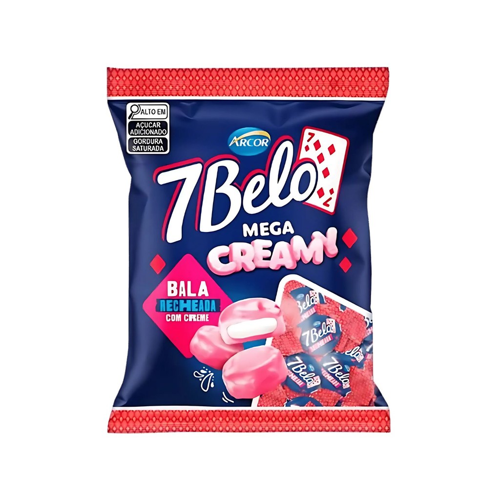 Bala Mastigável 7 Belo Mega Creamy - Recheada | Arcor 500g | Shopee Brasil