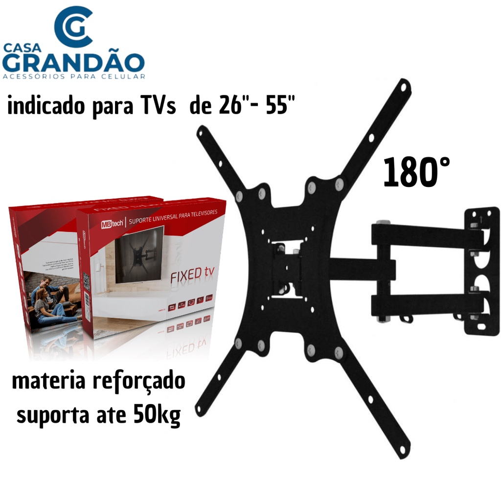Suporte tv articulado lcd led plasma 26 a 55 pol para parede | Shopee ...