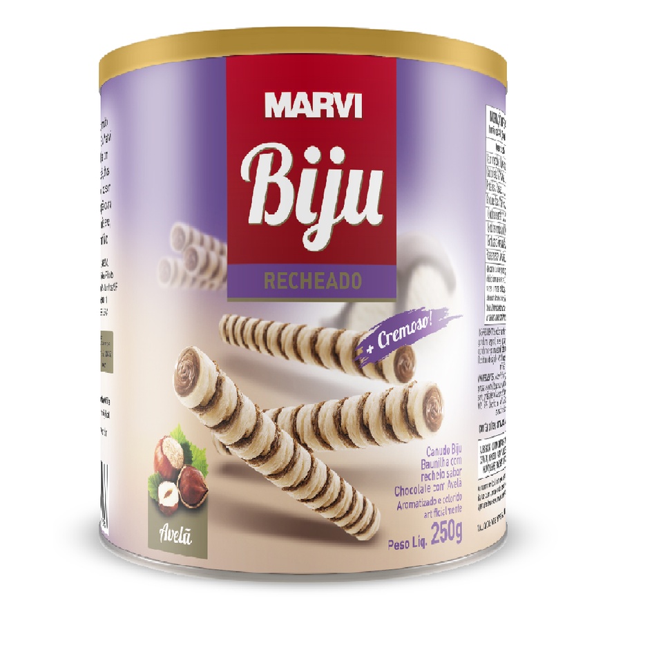 BIJU RECHEADO CHOCOLATE COM AVELA 250 G MARVI | Shopee Brasil