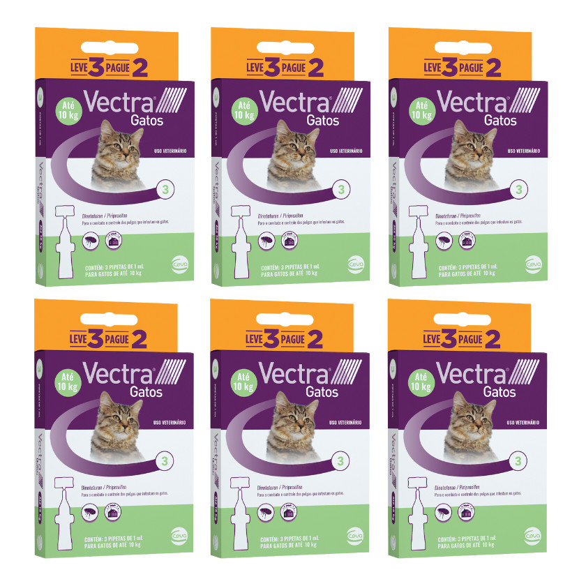 Combo Antipulgas Ceva Vectra para Gatos até 10Kg 18 Pipetas | Shopee Brasil