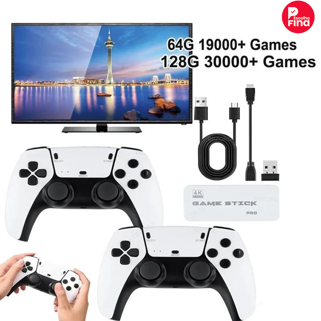 Escolha 2 consoles sem fio, portáteis. Controle retrô (10k jogos, 4K), GameStick M15 PRO 4K ...