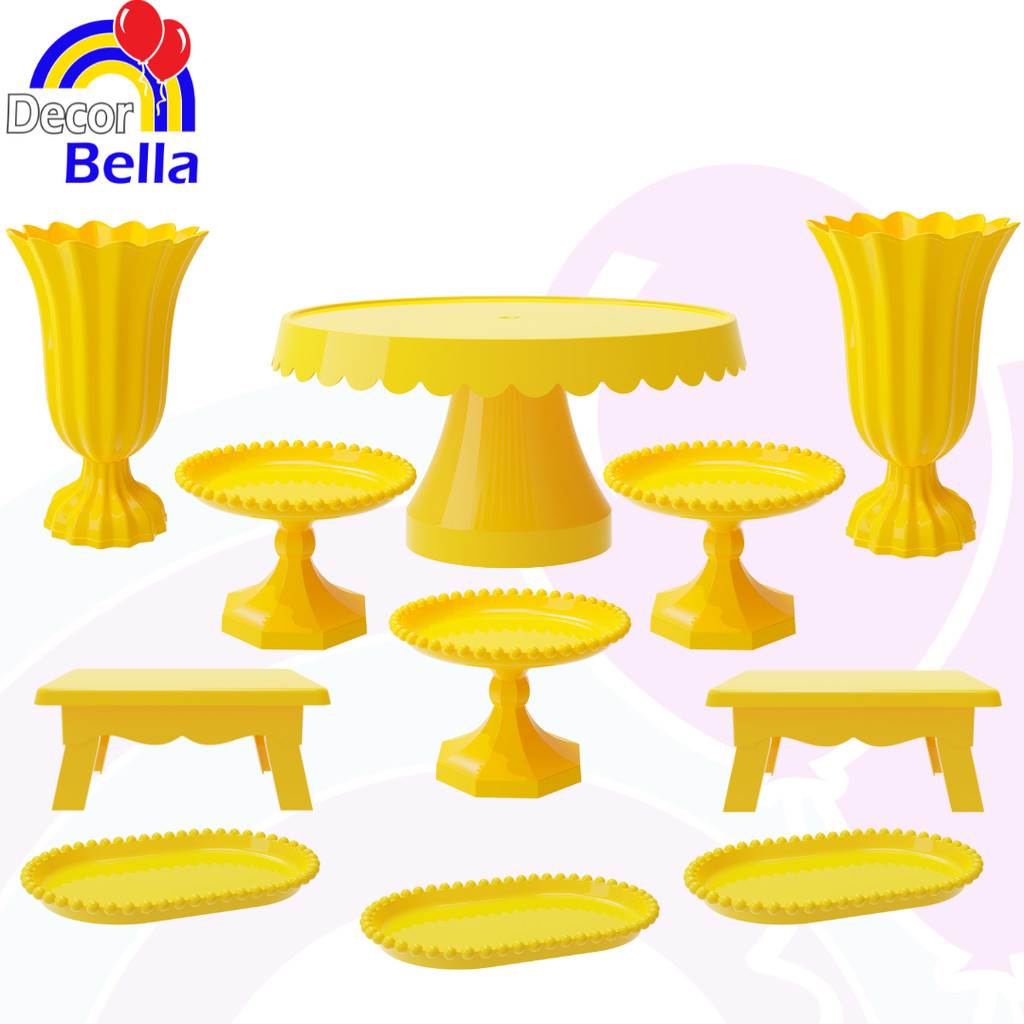 Kit Festa com 1 Boleira Popi Plus, 2 Vasos Popi, 2 Mesas, 3 Mini ...