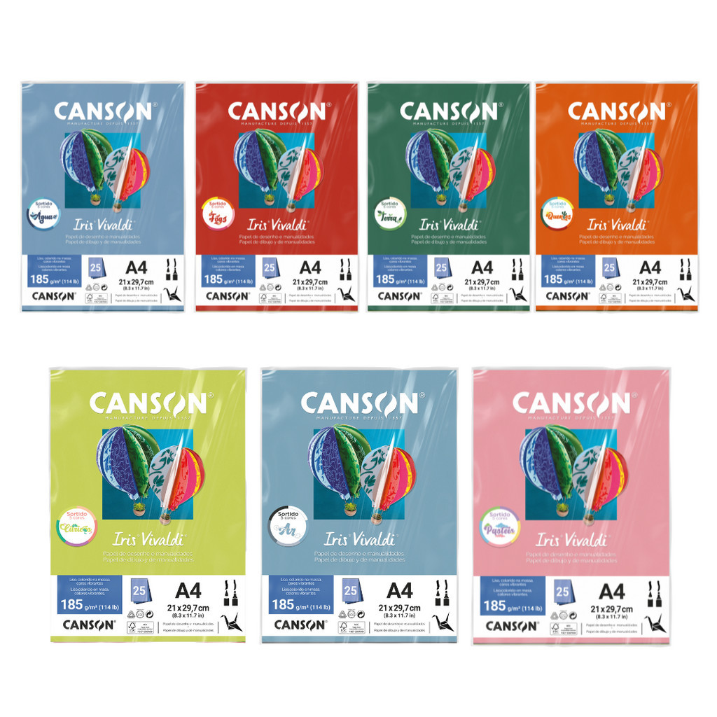 Papel Canson Color Iris Vivaldi 25 Folhas 185g Canson Resistente ...