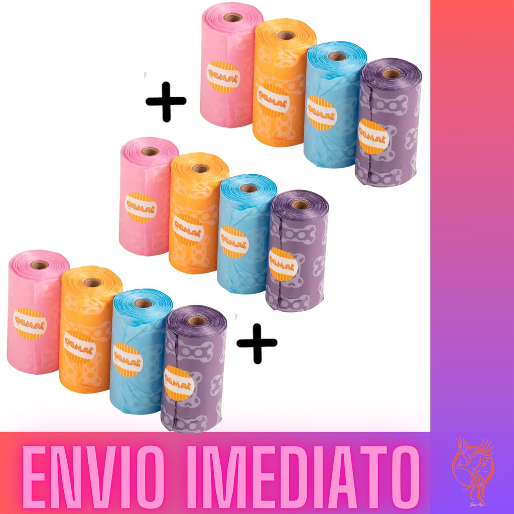 Kit Higiene 12 Rolos Refil Cata Caca Coco Lixo Fezes Gato Cachorro Passeio Parque Rua Sacola ...