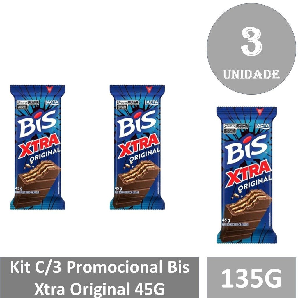 Kit C/3 Promocional Bis Xtra Original 45G | Shopee Brasil