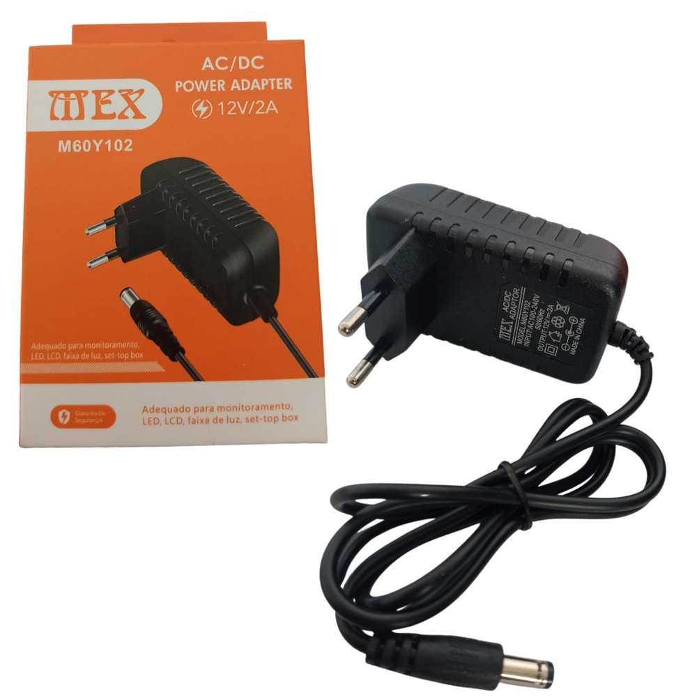 Kit 2 Fontes De Alimentação 12v 2a Bivolt AC/DC - Power Adapter MEX ...