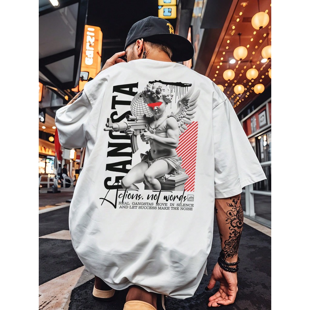 Camisa Camiseta Oversized Streetwear Estampa Anjo Gangsta Skate REF ...
