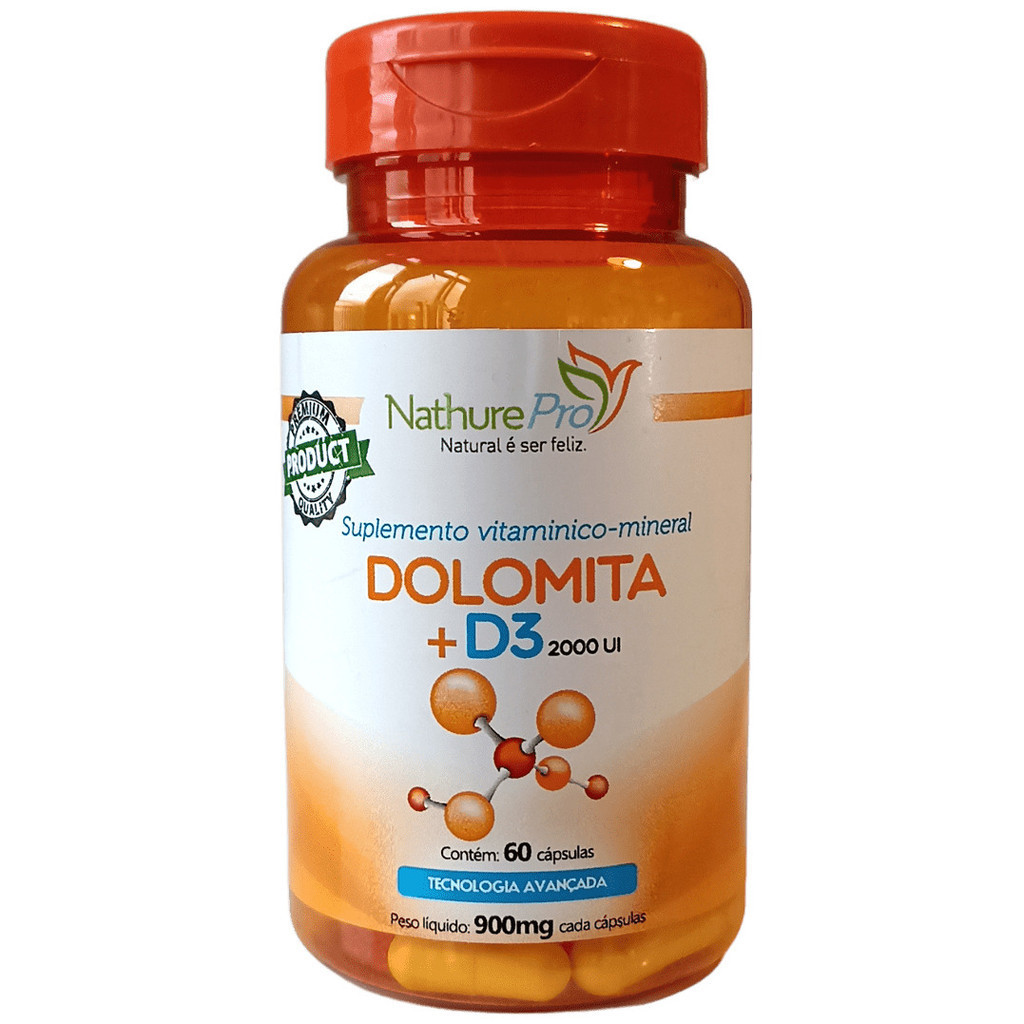 Dolomita + D3 60 Cápsulas 900mg - Bom funcionamento do seu metabolismo ...