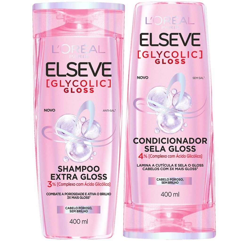 Lançamento Kit Glycolic Gloss Elseve Shampoo e Condicionador 400ml ...