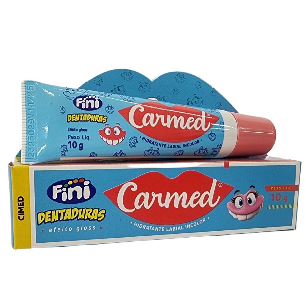Hidratante Labial Incolor Efeito Gloss Dentaduras Fini Carmed Cimed 10g | Shopee Brasil