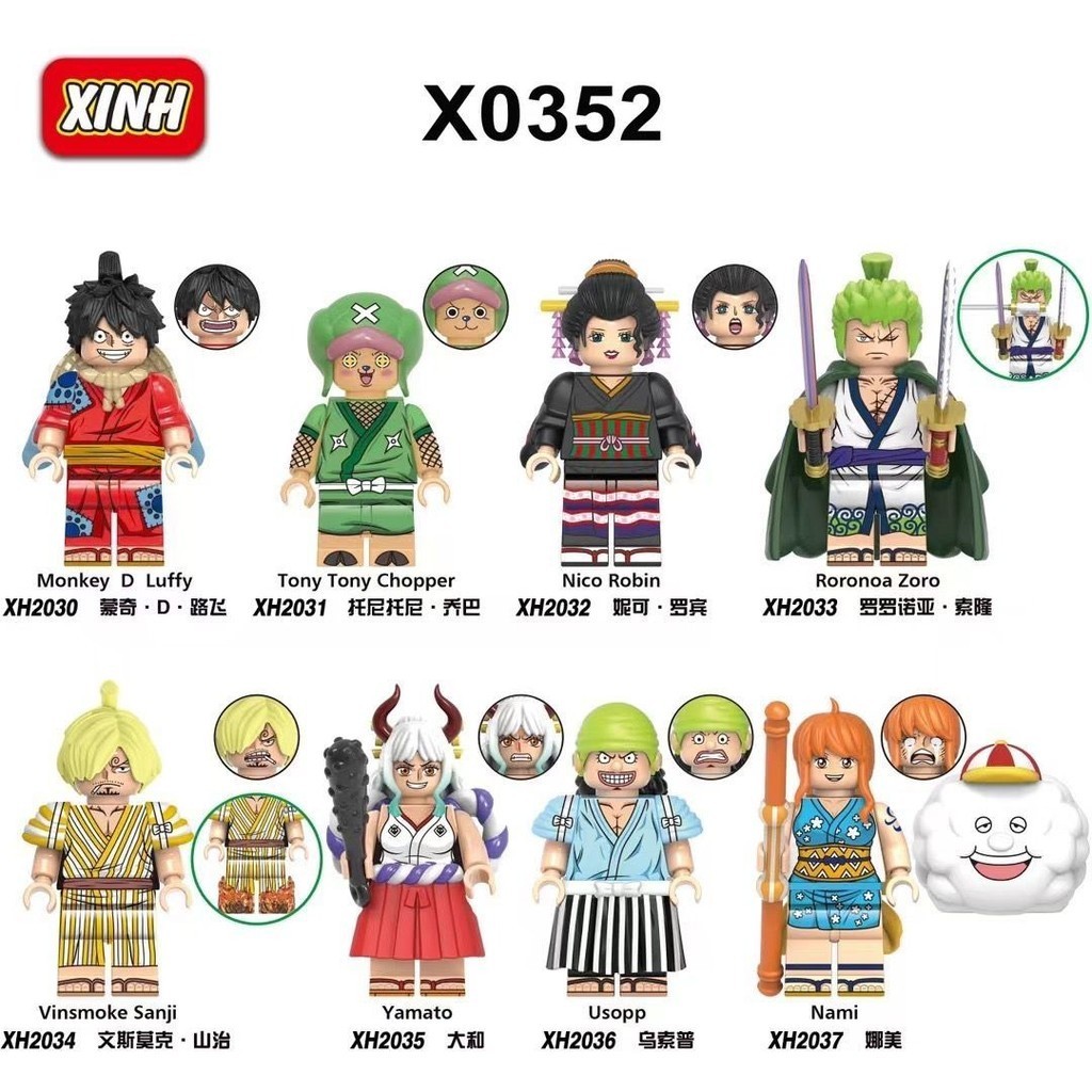 One Piece Wano Kingdom Zoro Sanji Robin Luffy Minifigure Montado em ...