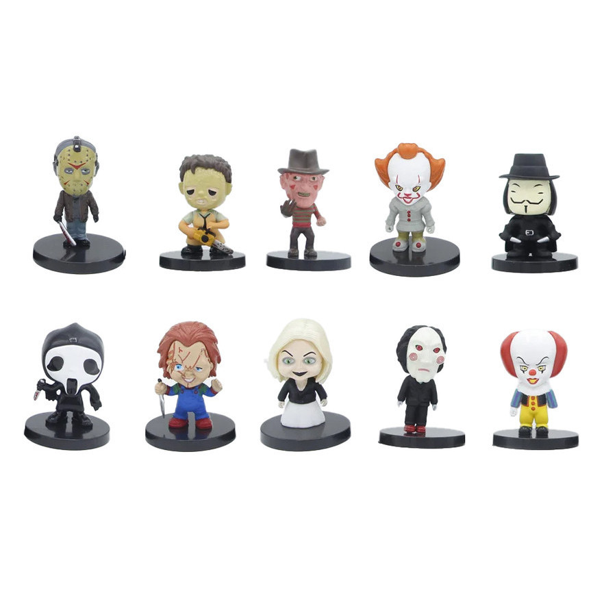 KIT 10 BONECOS TERROR FREDDY JASON CHUCKY GHOSTFACE ACTION FIGURE ...