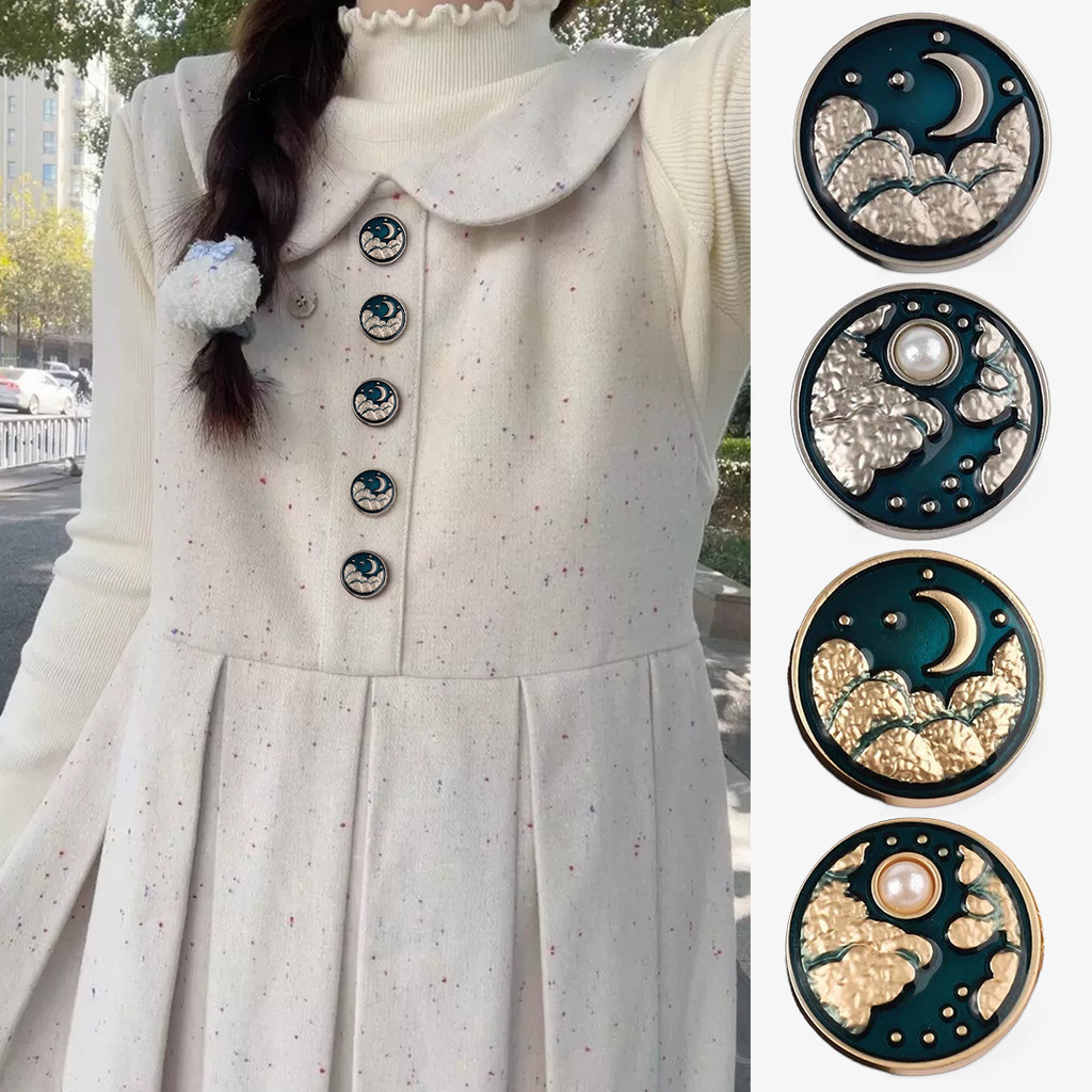 Bfxdg 10 Peças /Set Fashion Retro Court Style Sun Moon Star Botão de ...