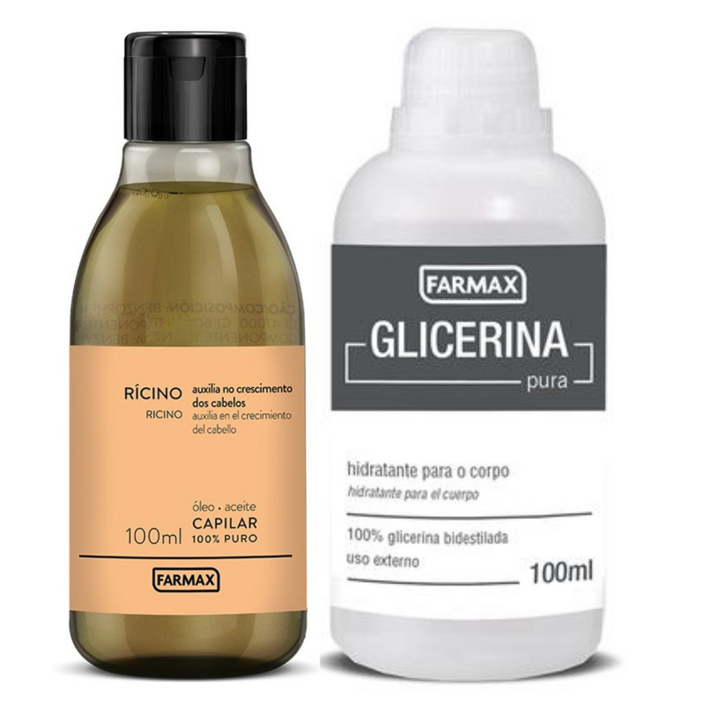 Glicerina 100ml e Óleo de Ricíno 100ml 100% Puros Farmax | Shopee Brasil