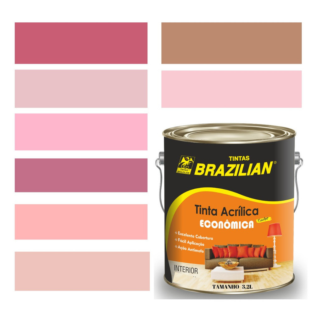 Tinta De Parede Rosa Brazilian Fosco 3,2 Litros | Shopee Brasil
