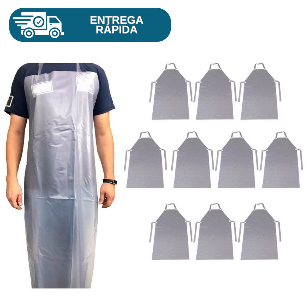 Kit 10 Avental De Vinil Pvc Transparente Impermeável Para Cozinha ...