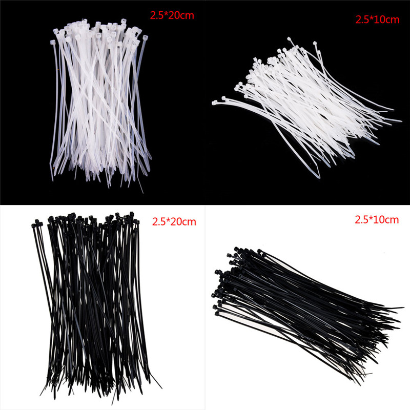 funnyhouse 100pcs Fixação Cabo Branco Preto Fio Zip Ties Auto ...