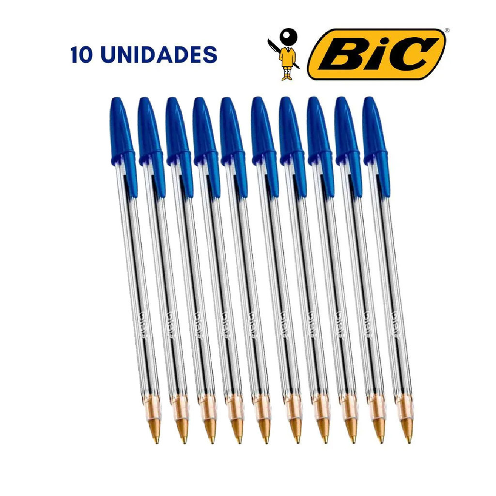Caneta BIC Esferográfica Cristal Dura Mais A Clássica Ponta Média Kit ...