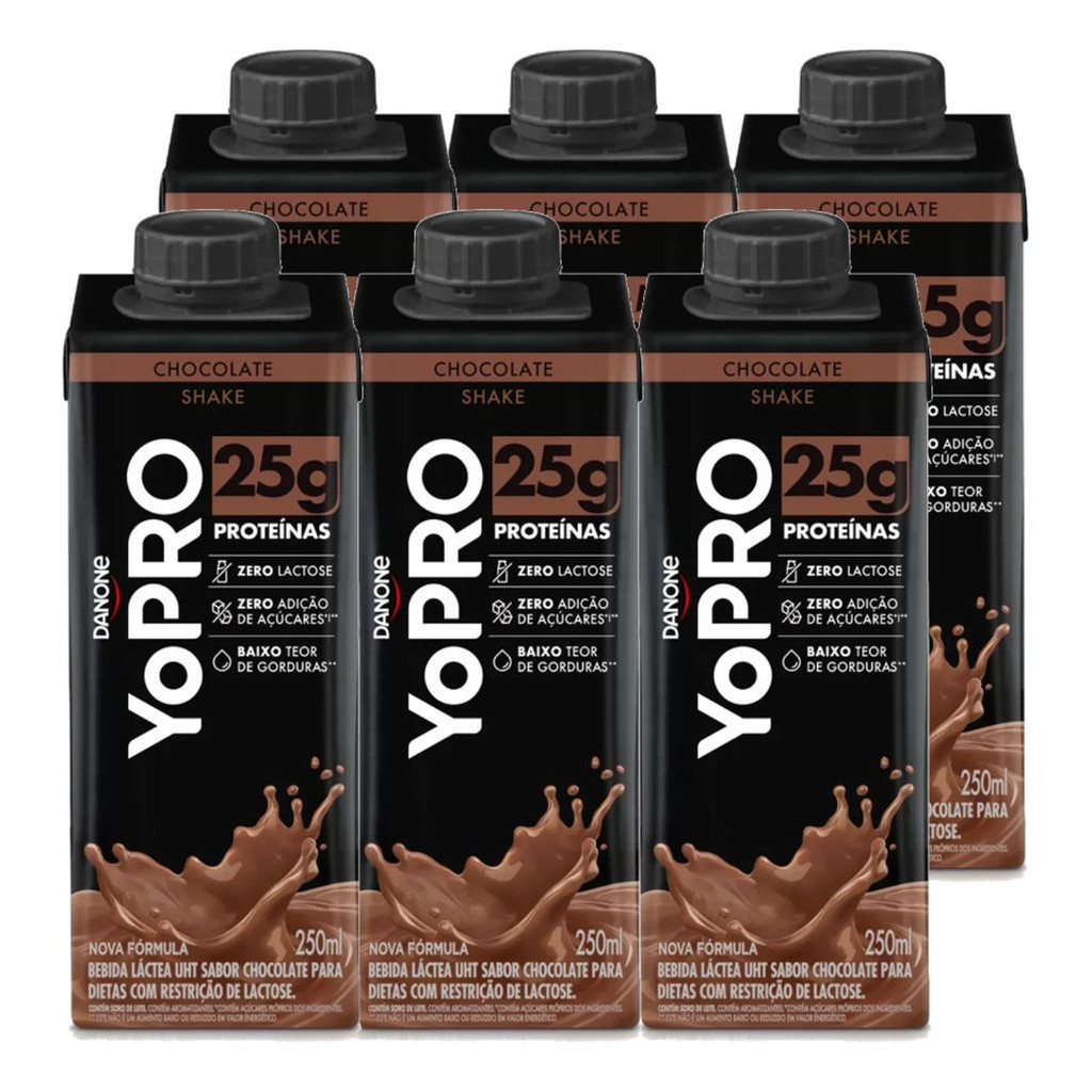 Kit C/6 Un Yopro Chocolate 25g Proteina - Whey Yo Pro | Shopee Brasil