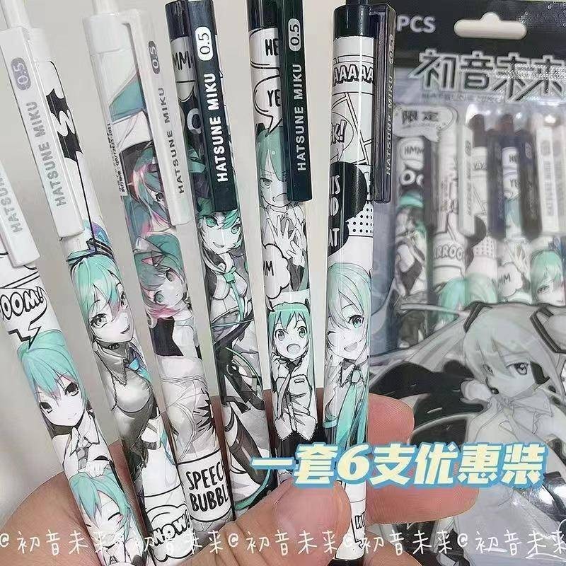 6 Peças Hatsune Miku Cute Gel Pen Cartoon Gift Press Office Suprimentos ...