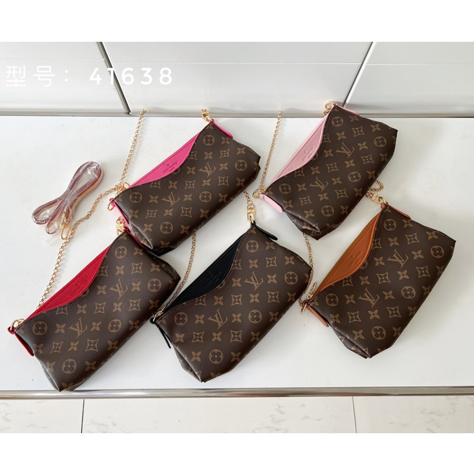 Novo Saco De Ombro Feminino LV/Louis Vuitton , Couro Original M41638 PALLAS CLUTH | Shopee Brasil