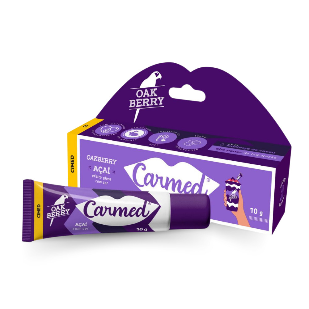 Carmed Açai Hidratante Labial Roxo 10g Cimed Oak Berry Efeito Gloss ...