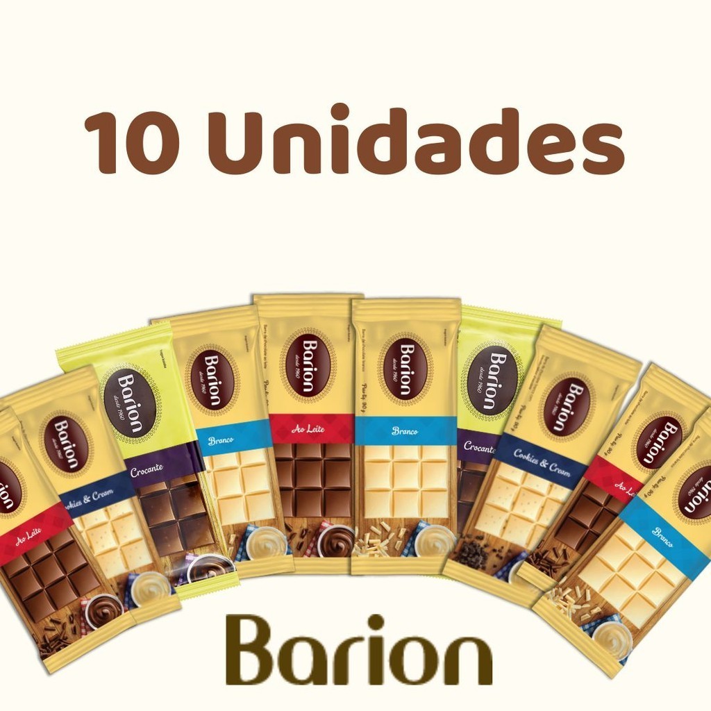 Kit com 10 Barras de Chocolate Barion 90 g Cada | Shopee Brasil