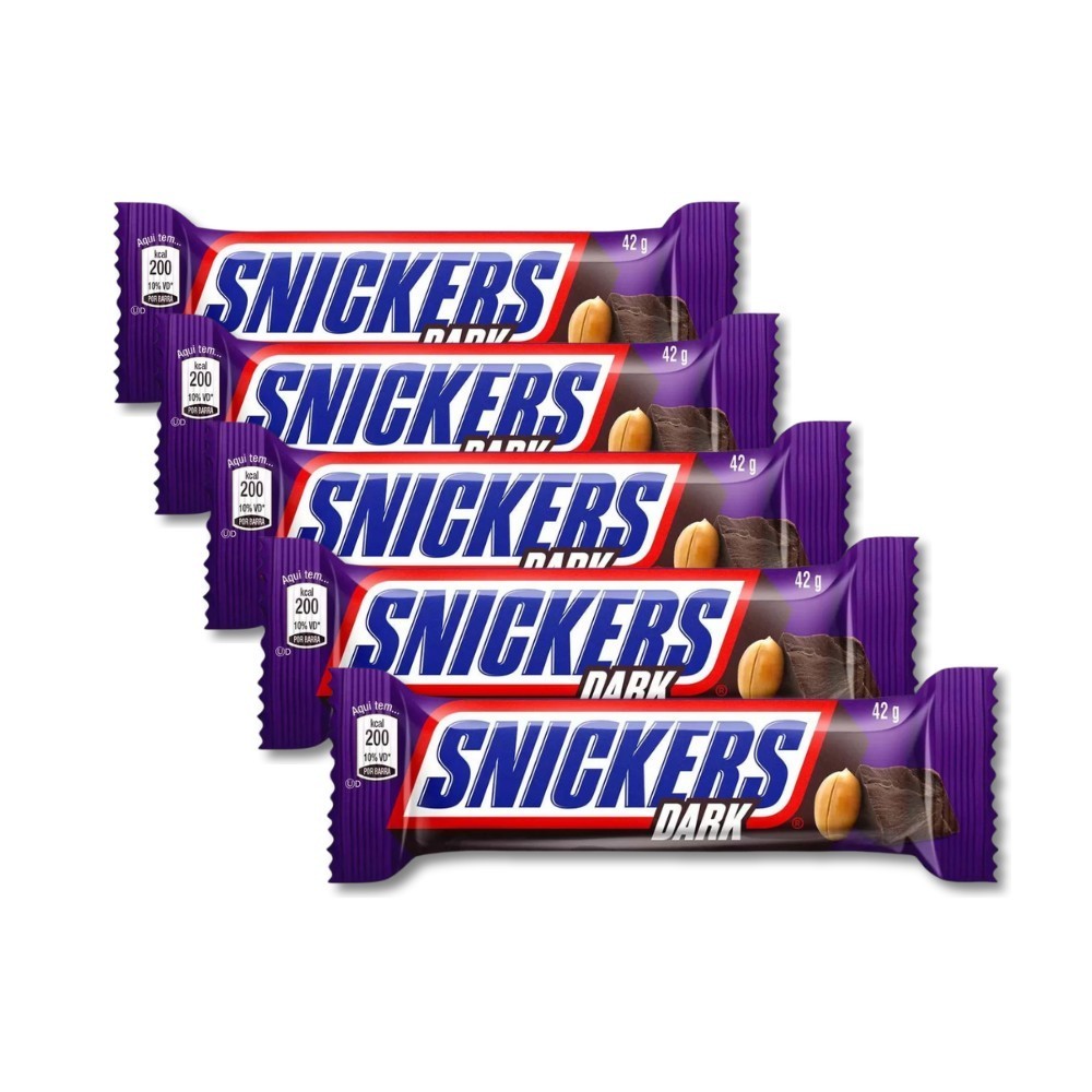 Chocolate Snickers Dark Meio Amargo Kit 5 unidades de 42g | Shopee Brasil