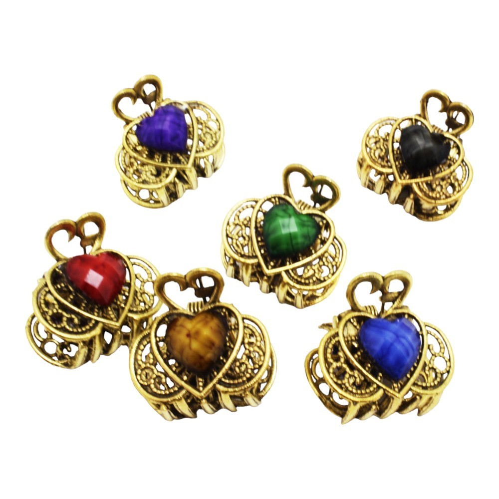 Mini Piranha Metal Dourado Ouro Com Pedra Colorido De Coração ...