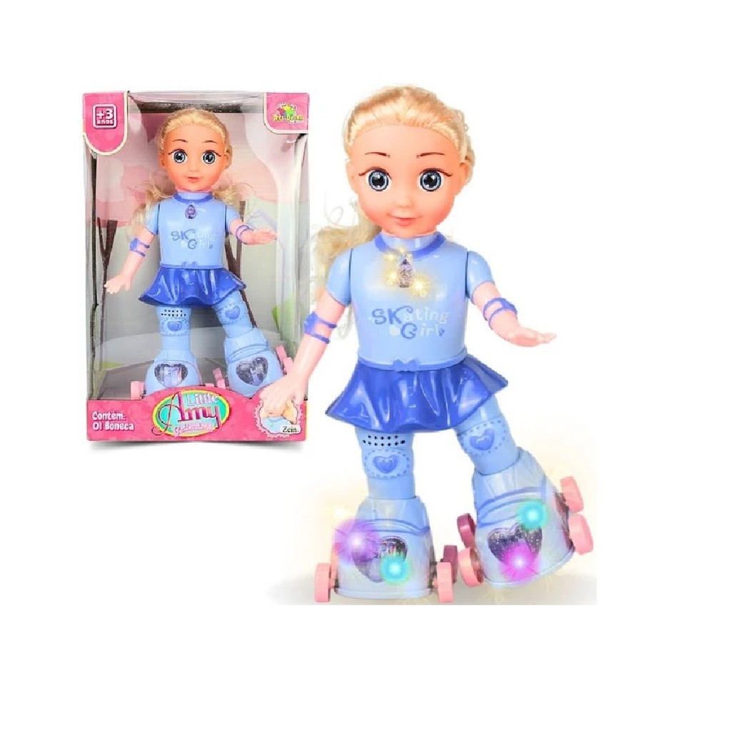Boneca Patinadora Amy Anda Canta Dança Com Luz Som Infantil | Shopee Brasil
