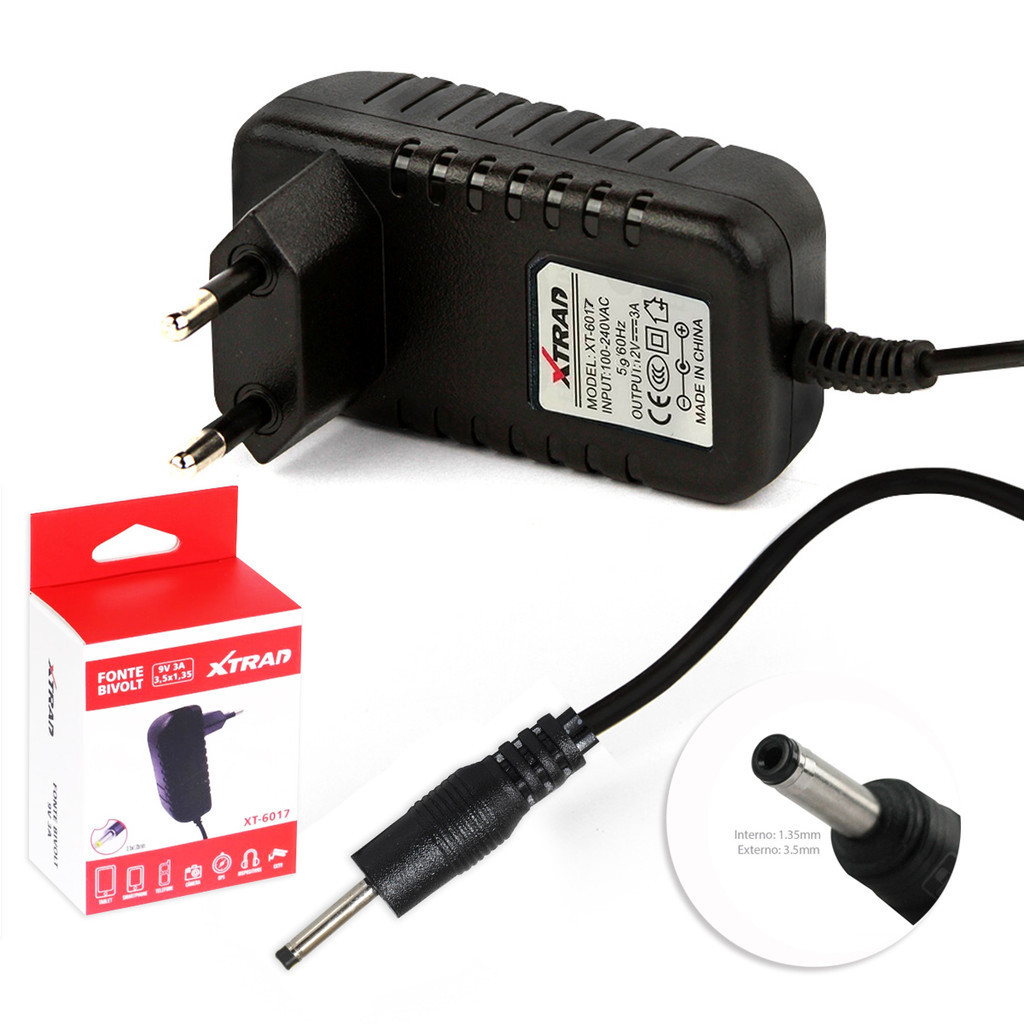 Kit 5 Fontes De Alimentação 9v 3v Plug 3.5mm X 1.35mm | Shopee Brasil