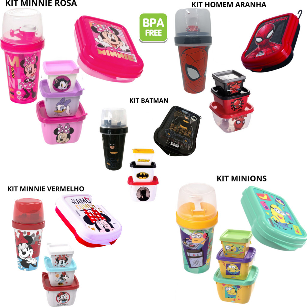 Kit Meu Lanchinho 5 peças Infantil Personagens Plasútil Minions ...