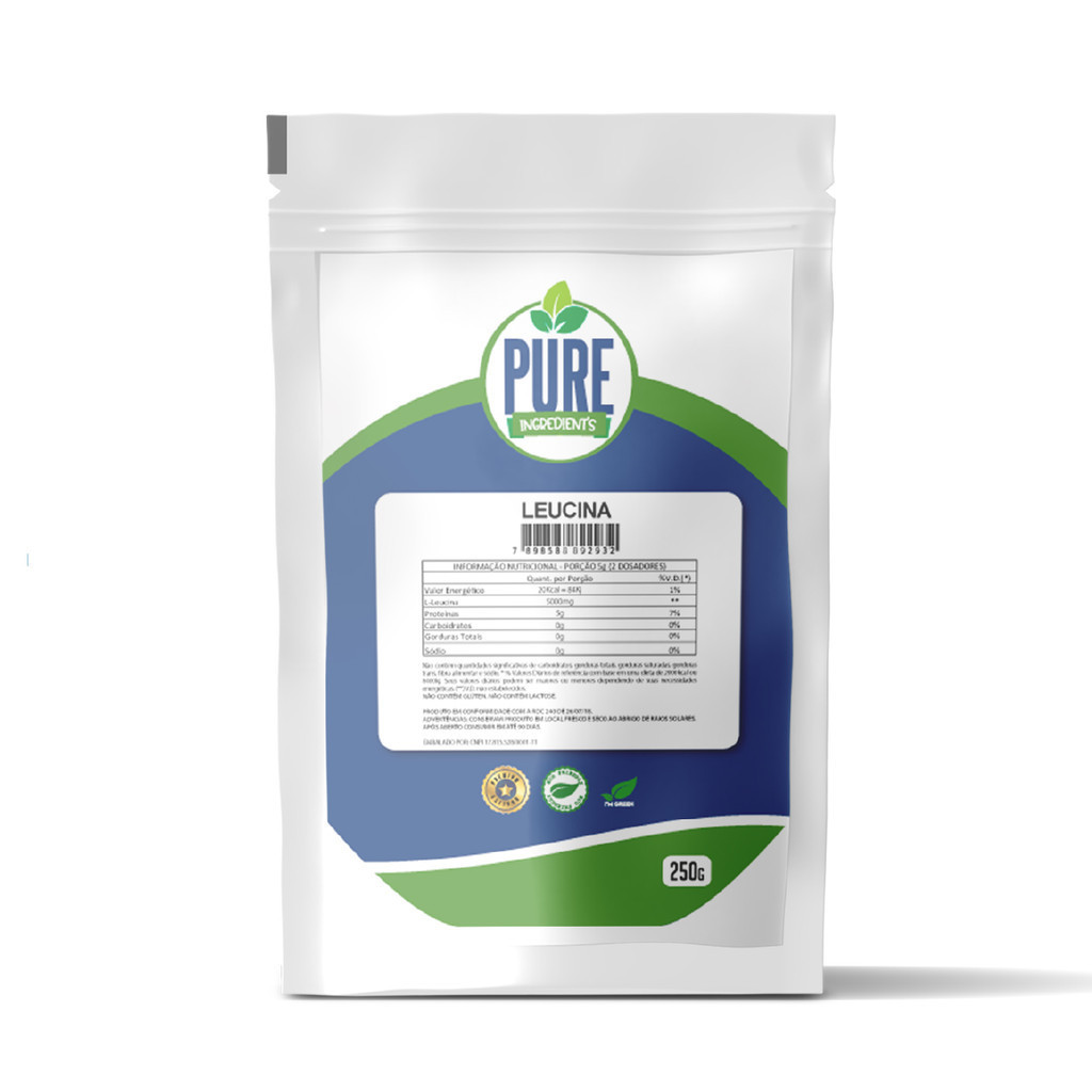 Leucina 250g Pura Com Laudo Pure Ingredient's | Shopee Brasil