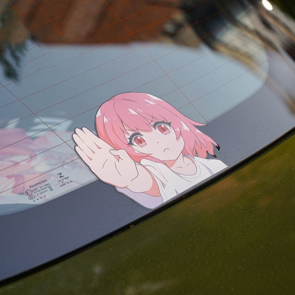 JDM Pink Noise PNSG YOKO Reflective Car Stickers Cartoon Pink Girl ...