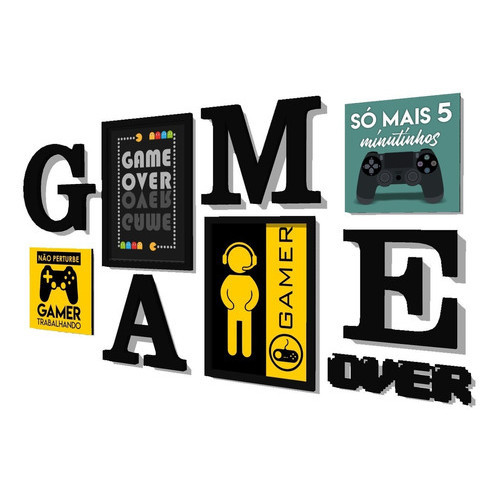 Conjunto Quadros E Letras Game Over | Shopee Brasil