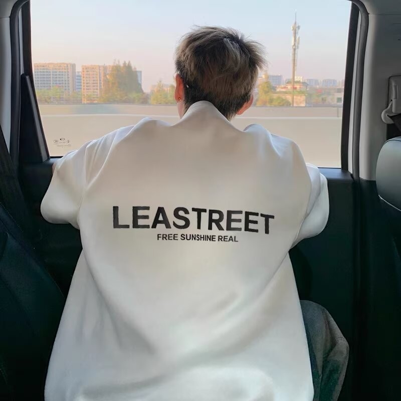 Camiseta Moderna high street Manga Curta Estilo Masculino Preto , Roupa ...